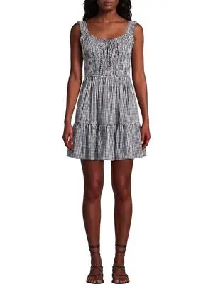 Michael Kors Gingham Check Tiered Dress - Black