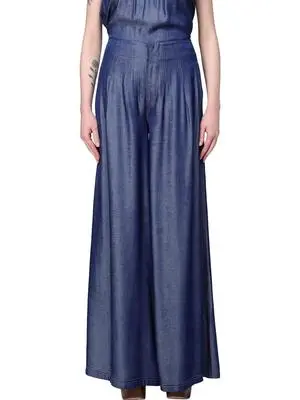 Liu Jo Chambray Wide Leg Palazzo Trousers - Denim