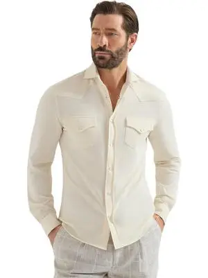 Brunello Cucinelli Cotton Piqué Western Shirt - Ginger