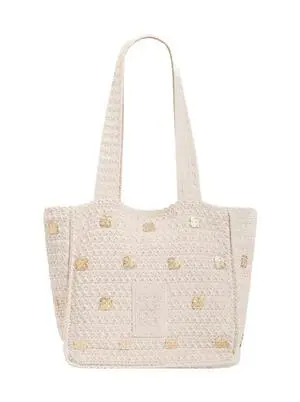 Sandro Crochet Bag With Tassels And Magnetic Fastening - Ecru