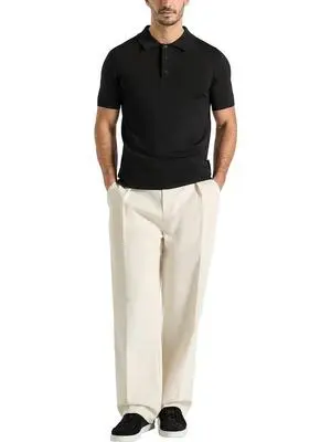 Manière De Voir Bryn Luxe Knitted Polo Top - Black