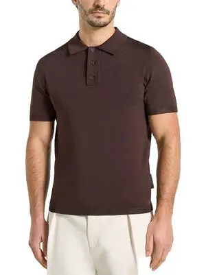 Manière De Voir Bryn Luxe Knitted Polo Top Brown