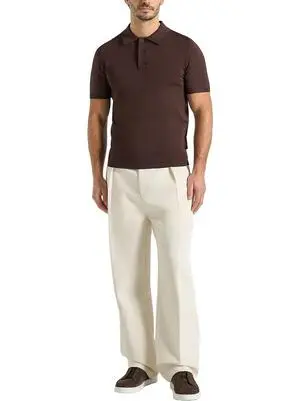 Manière De Voir Bryn Luxe Knitted Polo Top - Brown