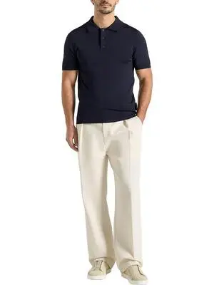Manière De Voir Bryn Luxe Knitted Polo Top - Navy