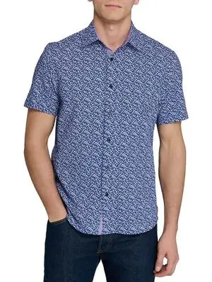 CON.STRUCT Slim Fit Floral Seersucker Short Sleeve Shirt