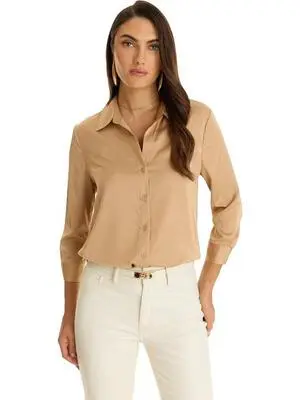 THE NOLI SHOP Sara Silk Blouse - Mocha