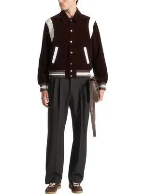 Manière De Voir Velvet & Satin Varsity Jacket - Brown