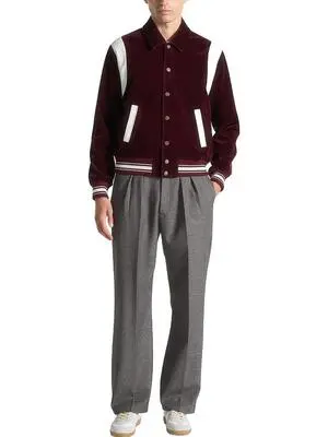 Manière De Voir Velvet & Satin Varsity Jacket - Wine