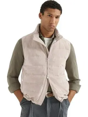 Brunello Cucinelli Suede Down Vest - Light Brown