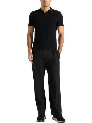 Manière De Voir Rowen Textured Knit Revere Polo Shirt - Black