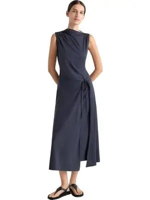 Modern Citizen Amelia Asymmetric-neck Wrap Maxi Dress - Navy