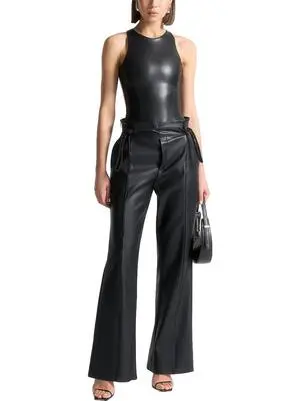MANIÈRE DE VOIR Éternelle Vegan Leather Racer Neck Bodysuit