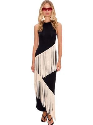 SIMONMILLER Spiral Knit Dress - Black/macadamia
