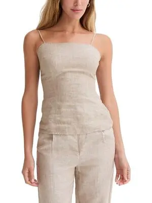 CRESCENT Sleeveless Linen Top - Oatmeal