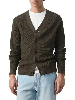 Mango Microstructure Cotton-blend Cardigan - Chocolate