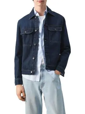 Mango Cotton Denim Trucker Jacket - Open Blue