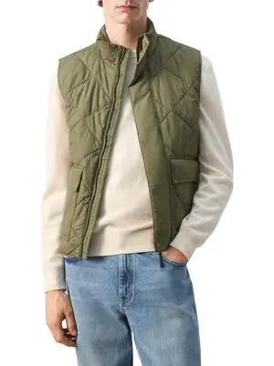 Mango Quilted Water Repellent Vest - Olive Green