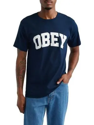 Obey Collegiate Graphic T-shirt - Navy