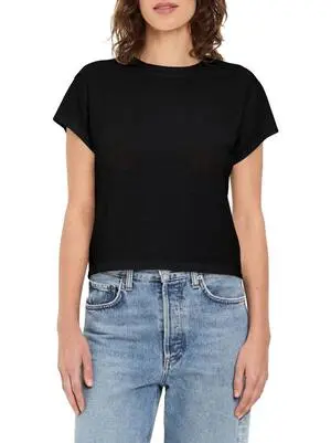 Michael Stars Grayson Cropped Crewneck T-shirt - Black