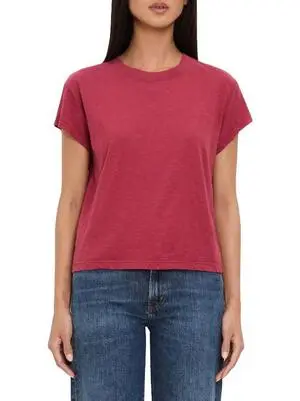 Michael Stars Grayson Cropped Crewneck T-shirt - Claret