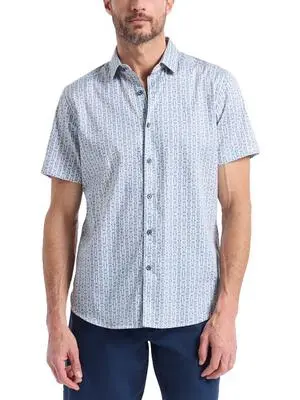 Robert Graham Napier Short Sleeve Stretch Cotton Button-up Shirt - Blue Multi