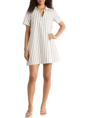 SUGARLIPS Kamara Stripe Cotton Shirt Dress - Marshmallow