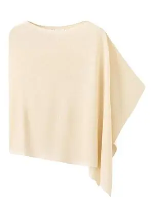 Mango Asymmetrical Hem Knit Cape - Pastel Yellow