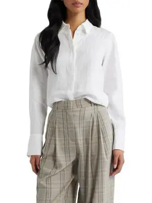 Mango Linen Button-up Shirt - White