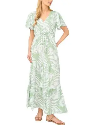 Vince Camuto Palm Print Maxi Dress - Sage