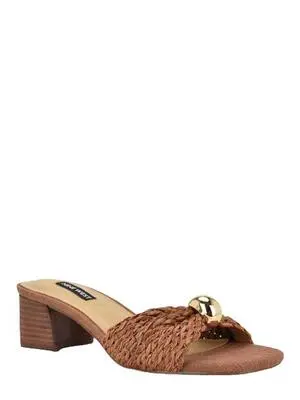 Nine West Gerry Block Heel Sandal Medium Brown