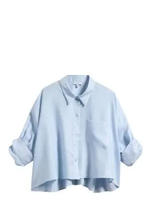 REISS Solena Linen Button-up Shirt - Light Blue