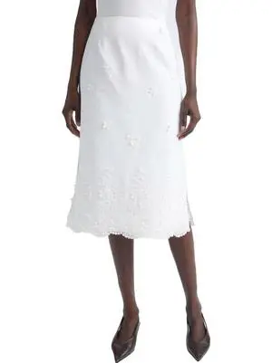 Altuzarra Malik Floral Appliqué Midi Skirt - Optic White