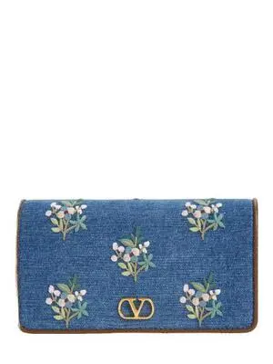 Valentino Garavani Vlogo Signature Denim Crossbody Bag - Blue Multi