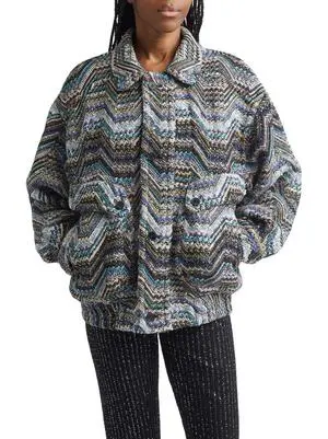 Missoni Metallic Zigzag Sequin Field Jacket - Grey Multi