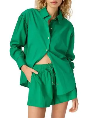 Cami Nyc Sumayya Oversize Ladder Stitch Cotton Button-up Shirt - Jade
