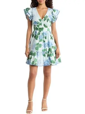 SUGARLIPS Mirla Floral Ruffle Mini Dress - Blue-green-multi