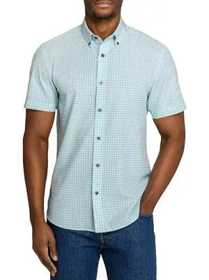 CON.STRUCT Slim Fit Gingham Woven Short Sleeve Basic Shirt Mint