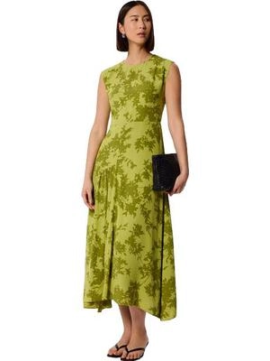 Whistles Floral Asymmetrical Midi Dress - Grn/multi