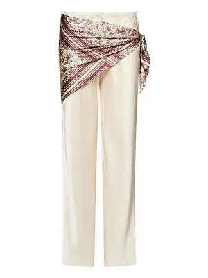 REFORMATION Gale Detachable-scarf Satin Trousers - Amethyst