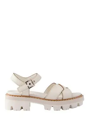 Prada Tread-Sole Leather Sandals Neutral
