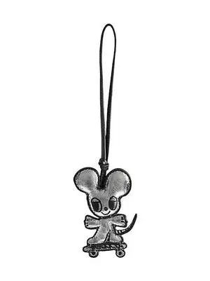Zadig&Voltaire Skater Mouse Leather Bag Charm - Silver