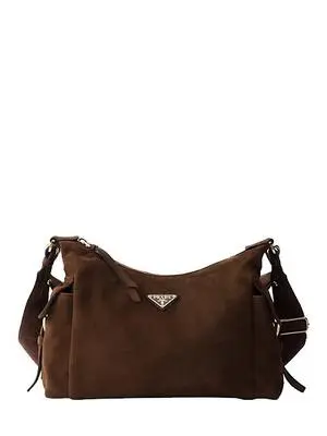 Prada Suede Shoulder Bag - Brown