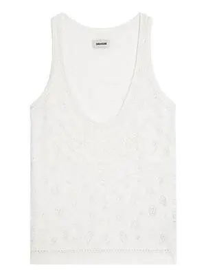 Zadig&Voltaire Jossy Pointelle Cotton Tank Top - Eggshell