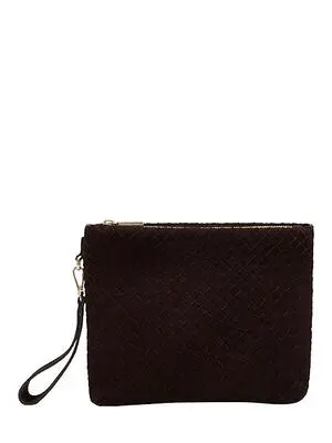 Whistles Avah Zipped Suede Clutch - Brown