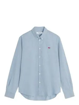 Maison Kitsuné Profile Fox Regular Fit Chambray Shirt Blue