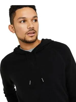 Quince Mongolian Spring Cashmere Pullover Hoodie - Black
