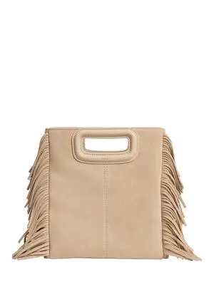 Maje Suede Fringed M Top Handle Bag - Brown