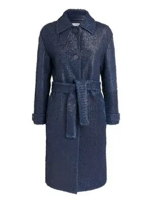 Loewe Lamb Leather Tailored Coat - Blue