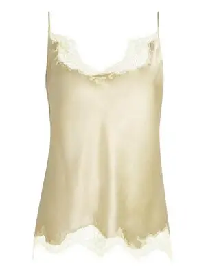 Carine Gilson Silk Lace-trimmed Camisole - Yellow