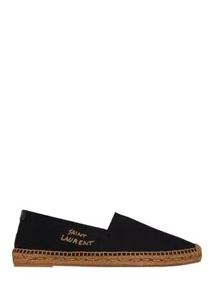 Saint Laurent Embroidered Logo Espadrilles - Black